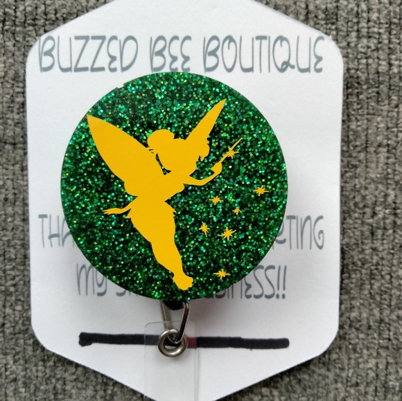 Handmade | Accessories | Tinkerbell Fairy Retractable Name Badge Reel ...